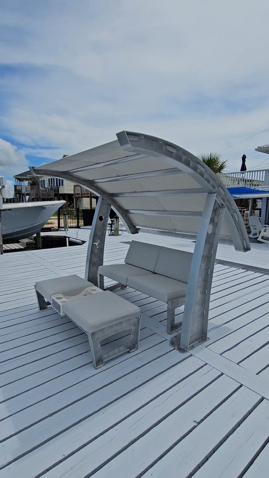 Cabana Outdoor Furniture | Love Seat & Ottoman | Boat Dock Furniture